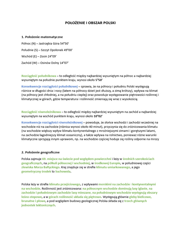 Położenie I Obszar Polski | PDF