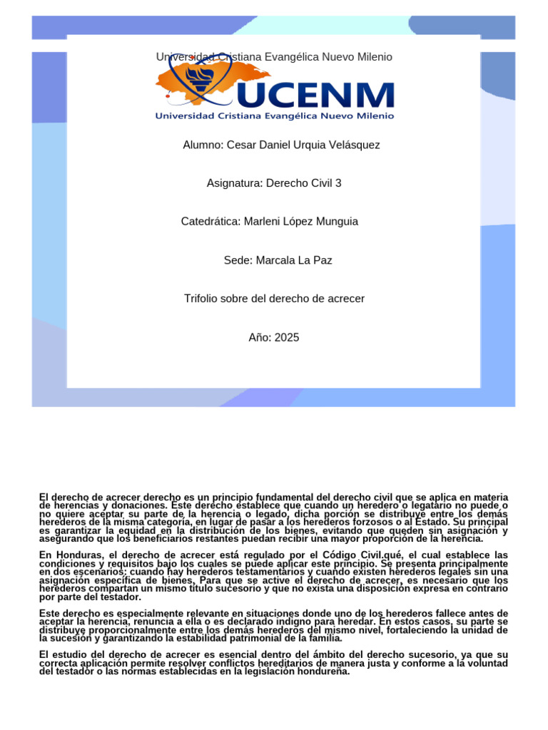 Trifolio Sobre Del Derecho de Acrecer | PDF | Herencia | Justicia