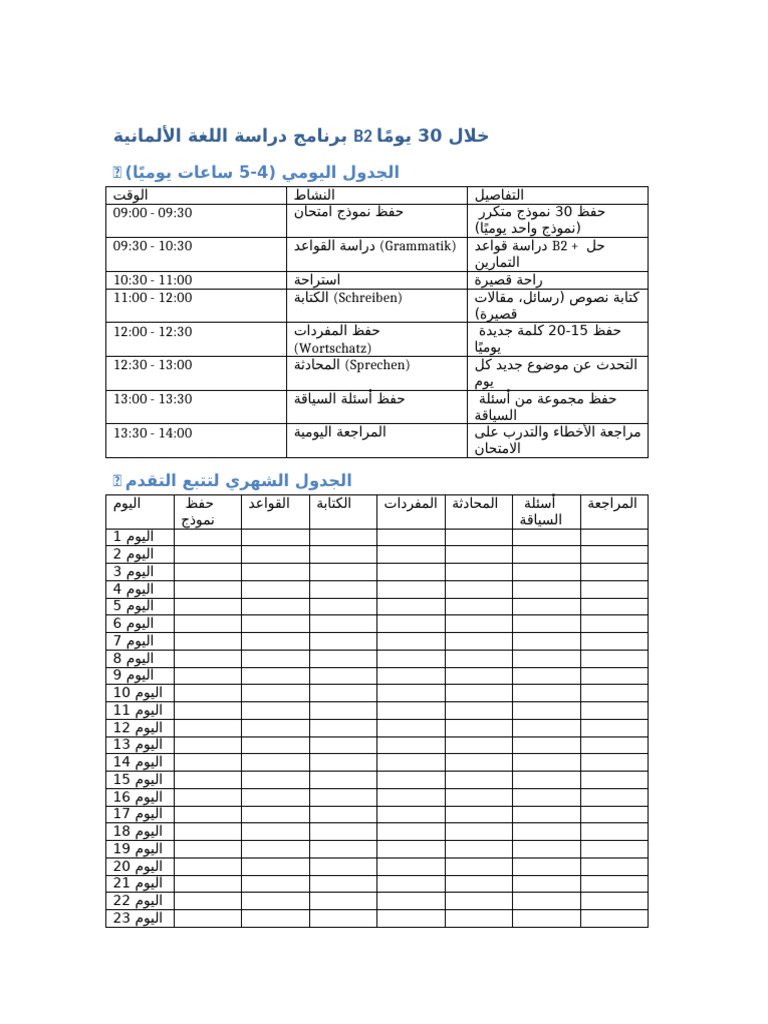 German B2 Study Plan | PDF