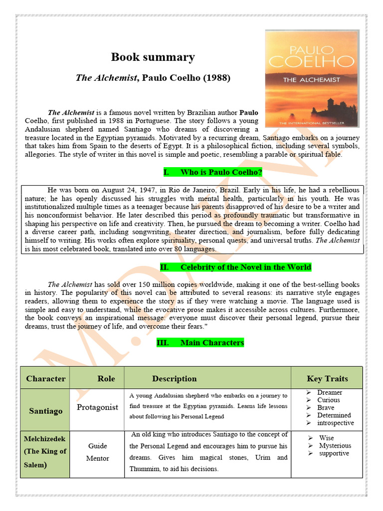 Book Summary The ALCHIMIST | PDF | Alchemy