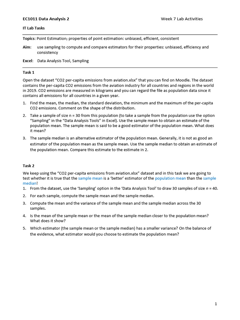 EC1011 Week 7 IT Lab Activities | PDF