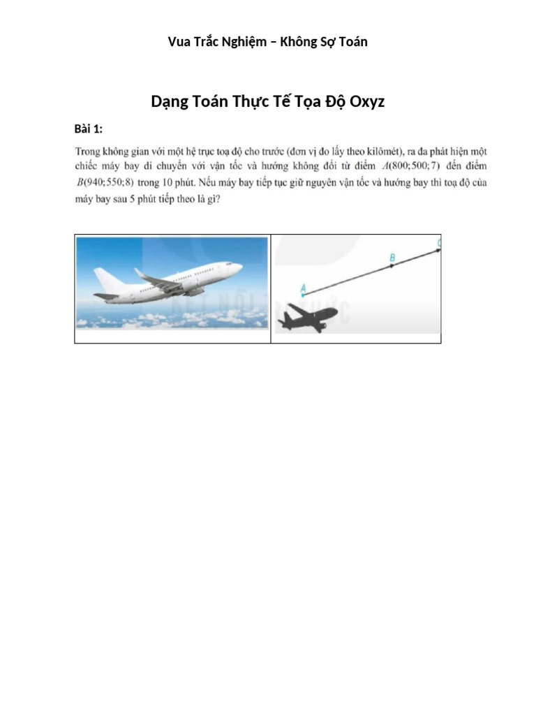Dạng Toán Thực Tế Tọa Độ Oxyz | PDF