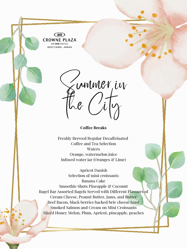 Summer Coffee Break Menu | PDF