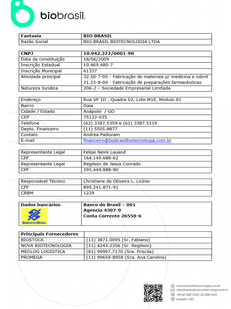 Ficha Cadastral Bio Brasil | PDF