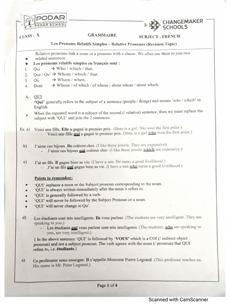 Pronom Relatifs | PDF
