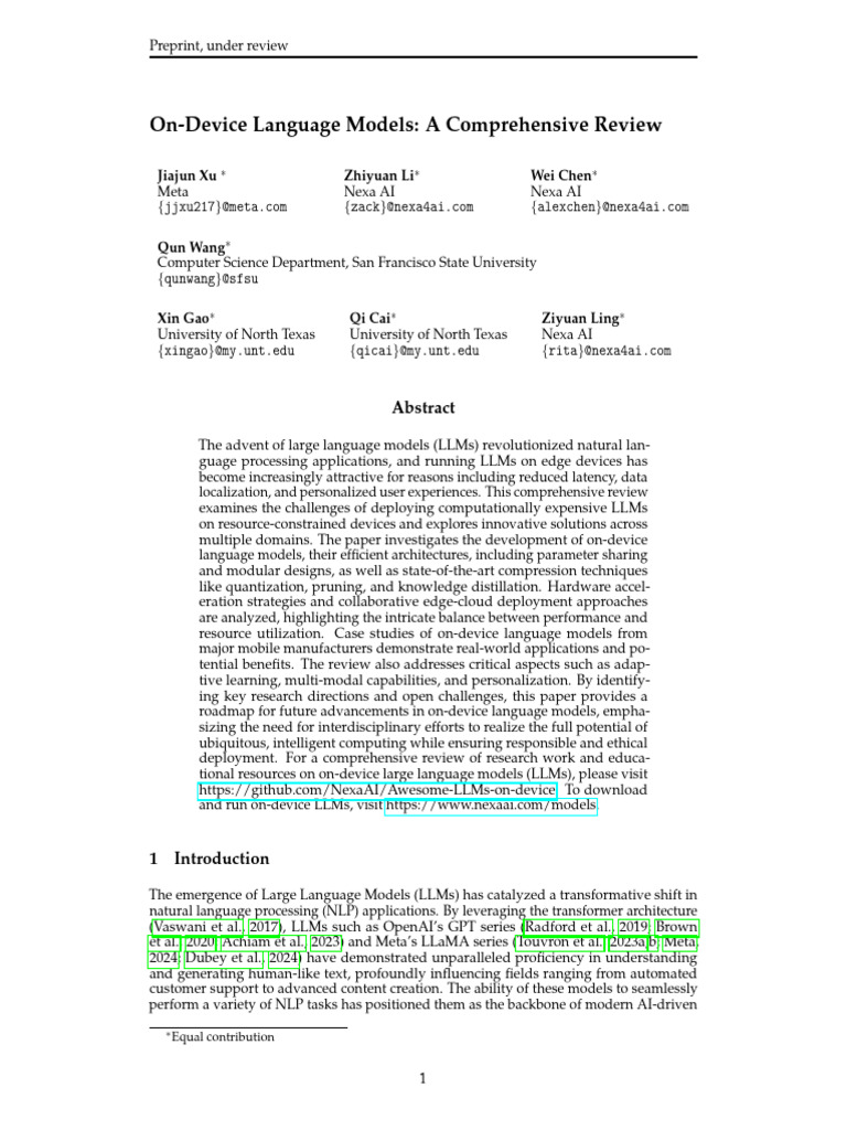 On-Device Language Models - A Comprehensive Review | PDF | Cloud ...