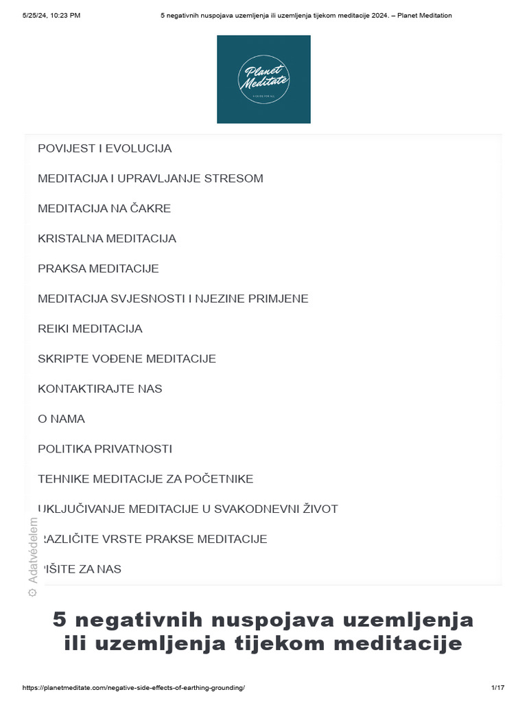 5 Negativnih Nuspojava Uzemljenja Ili Uzemljenja Tijekom Meditacije 2024. - Planet Meditation ...
