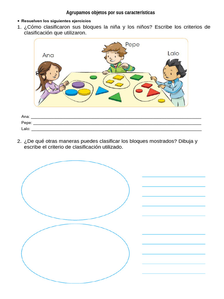 Agrupamos objetos por sus características | PDF