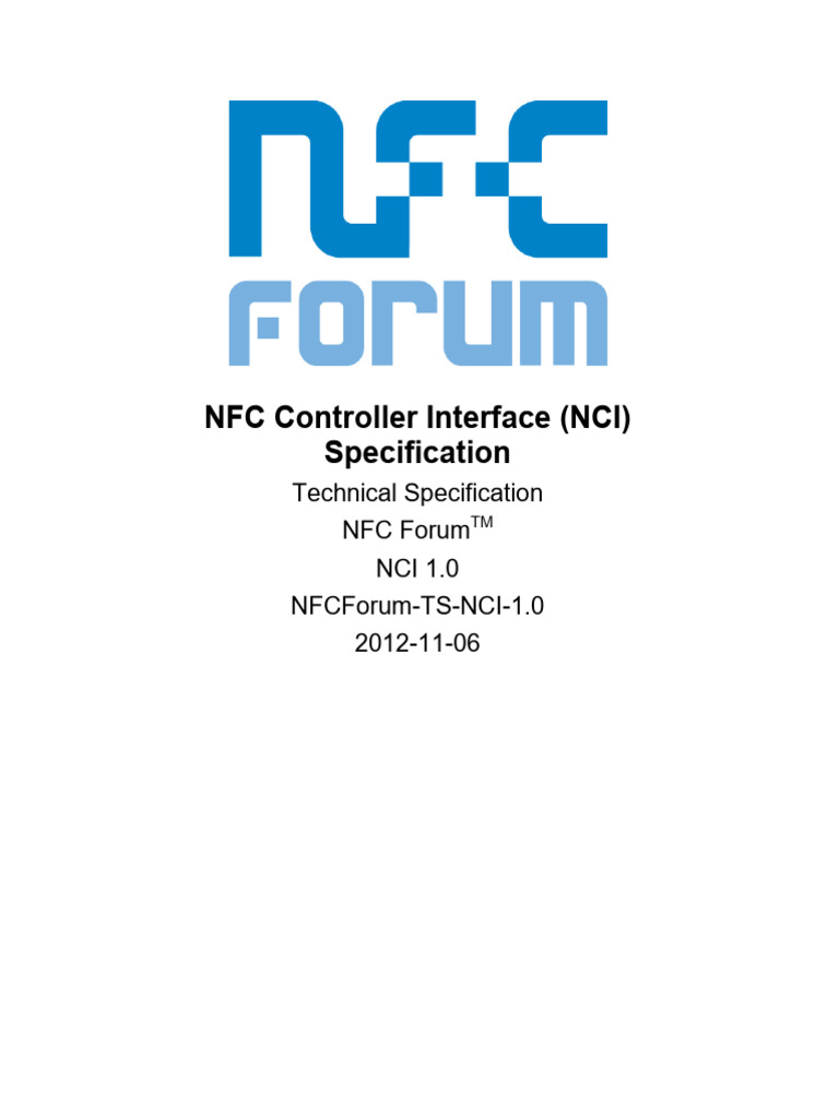 NFC Controller Interface Specification V1.0 | PDF | License | Smart Card