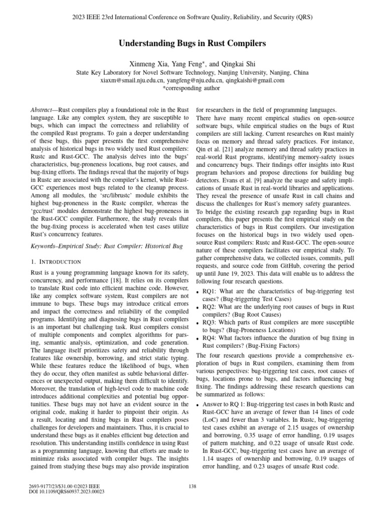 Understanding Bugs in Rust Compilers | PDF | Software Bug | Compiler