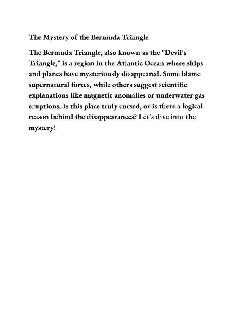 The Mystery of The Bermuda Triangle | PDF