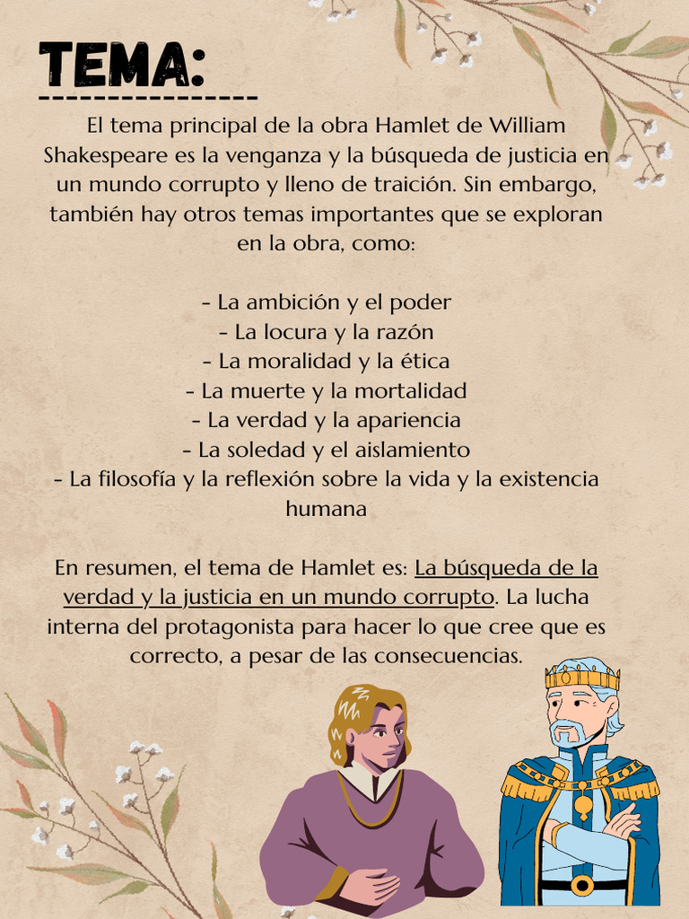 El Tema Principal de La Obra Hamlet de William Shakespeare Es La Venganza y La Búsqueda de ...