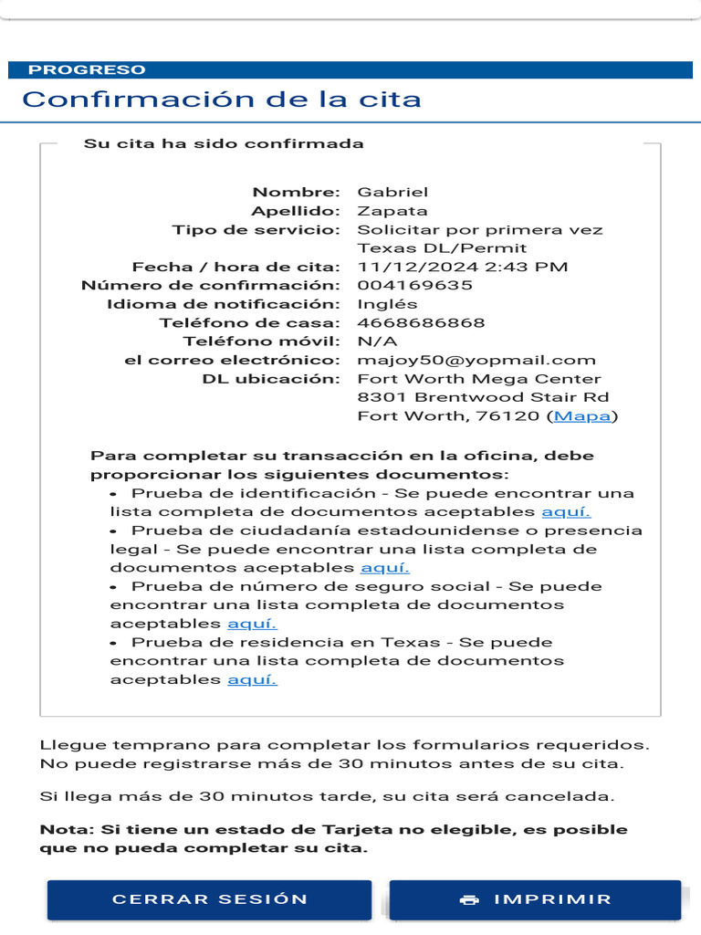 Texas DPS - Schedule Appointment 49 | PDF