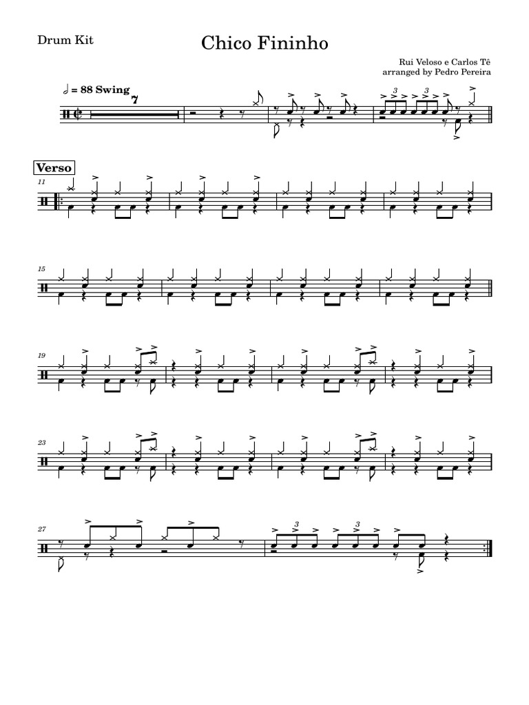 Chico Fininho - Rui Veloso e Carlos Tê-Drum_Kit | PDF