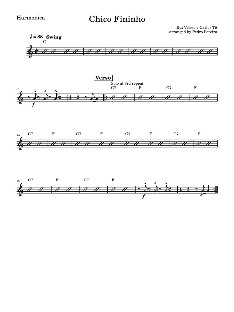 Chico Fininho - Rui Veloso e Carlos Tê-Harmonica | PDF