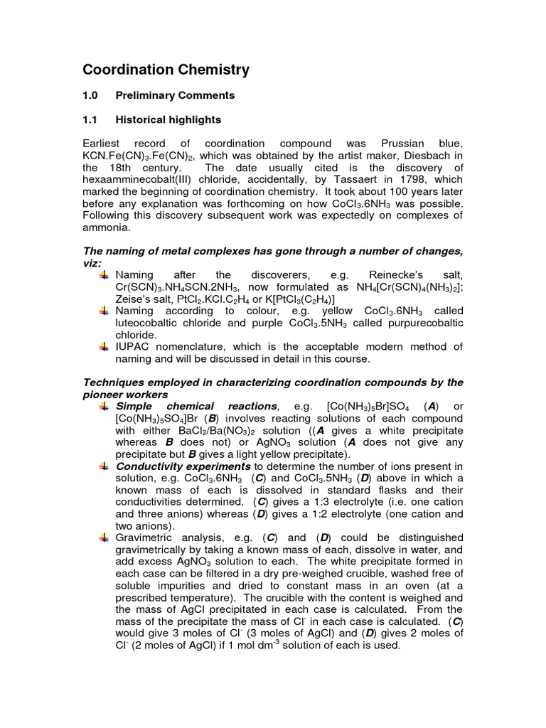 Overview of Coordination Chemistry | PDF | Coordination Complex ...
