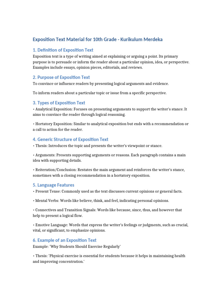 Exposition Text Guide for 10th Grade | PDF | Argument | Cognition