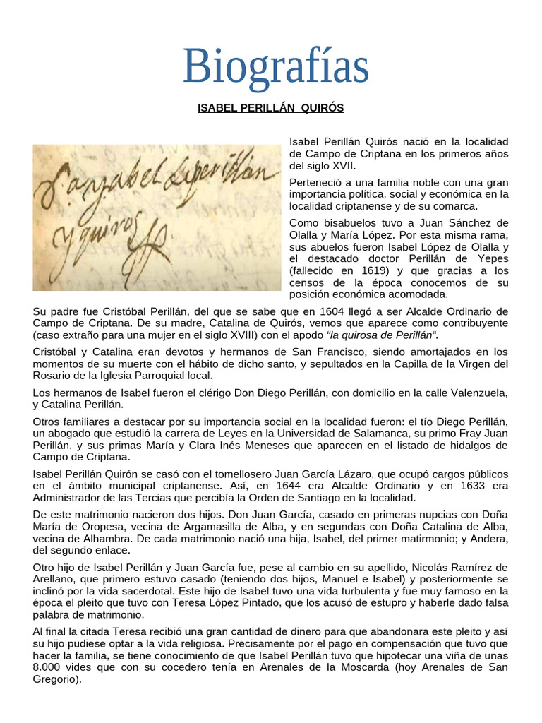 2 Biografía ISABEL PERILLÁN QUIRÓS | PDF