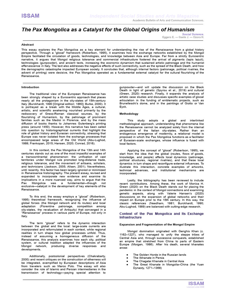 Pax Mongolica's Role in Renaissance Humanism | PDF | Renaissance ...