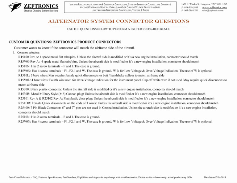 Zeftronics Alternator Connector Guide | PDF | Electrical Connector ...