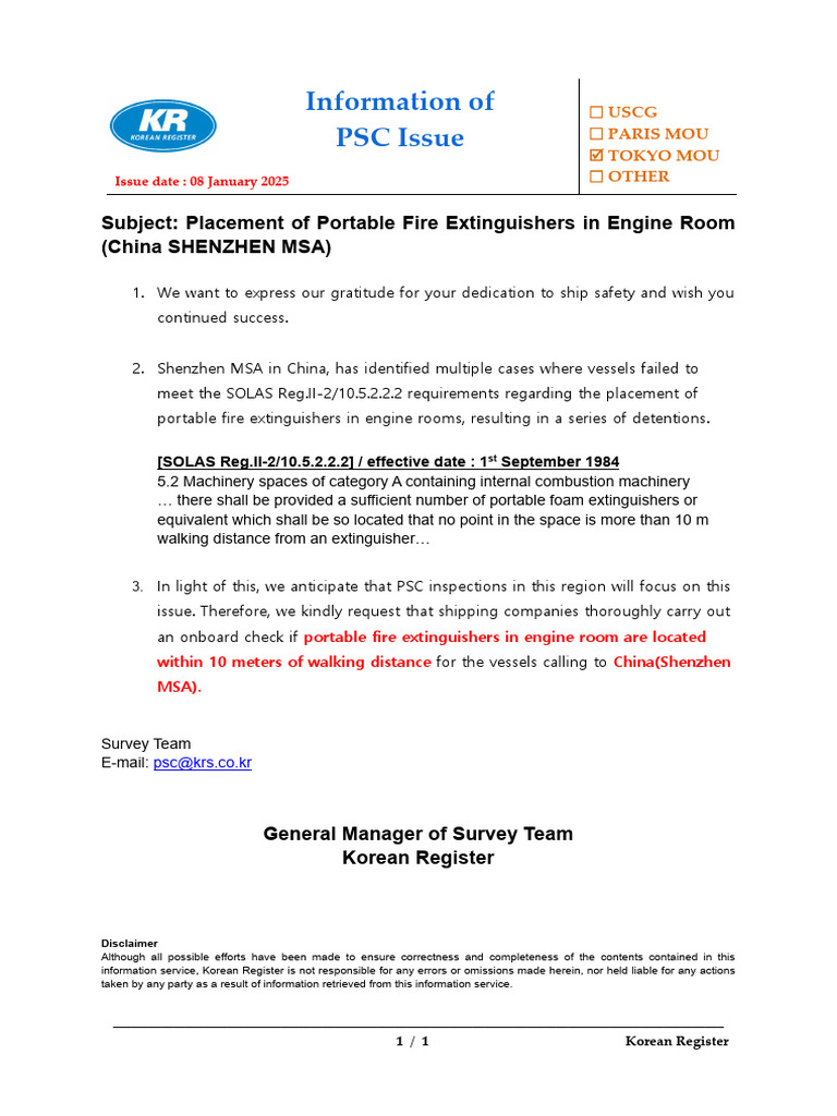 Information of PSC Issue Portable Extinguisher ENG Final | PDF