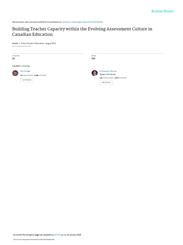 Building Teacher Capacity Within The Evolving Asse | PDF | Teachers ...