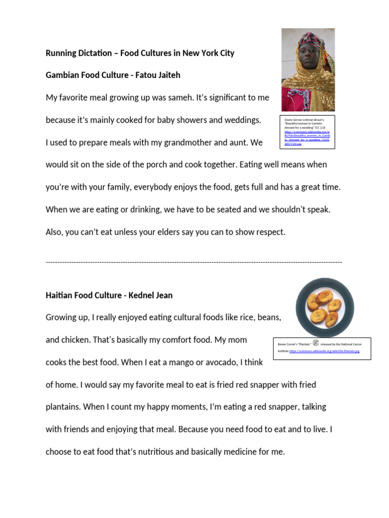 DP LB EN Food Communities Running Dictation | PDF | Meal | Food And Drink