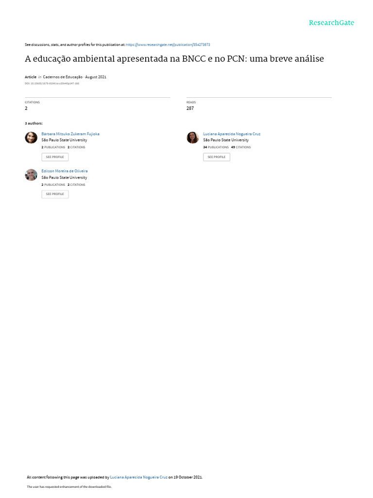 A Educacao Ambiental Apresentada Na BNCC e No PCN | PDF | Sustentabilidade | Science