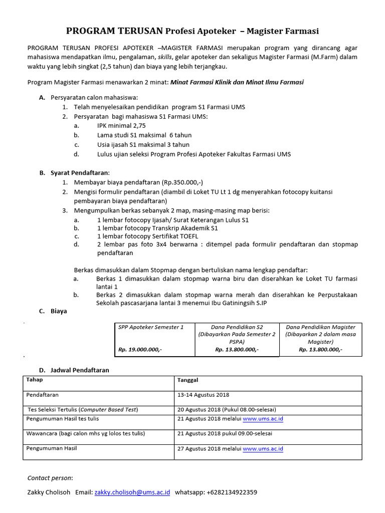 Program Profesi Apoteker UMS | PDF