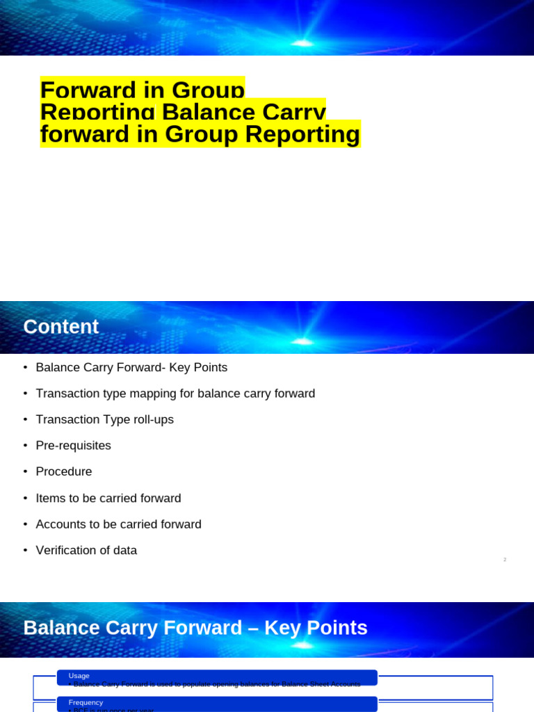 Balance Carry Forward in Group Reporting | PDF | Income Statement ...