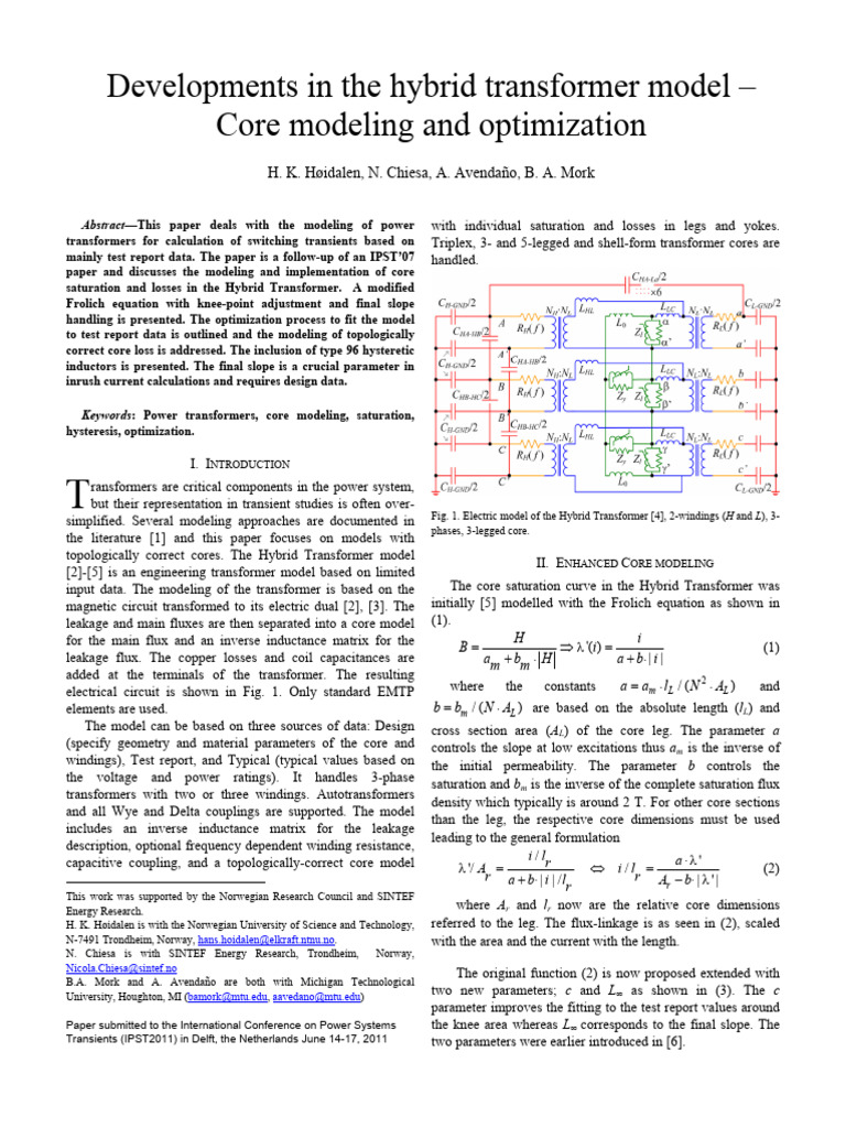 Developments in The Hybrid Transformer M | PDF | Transformer | Inductance
