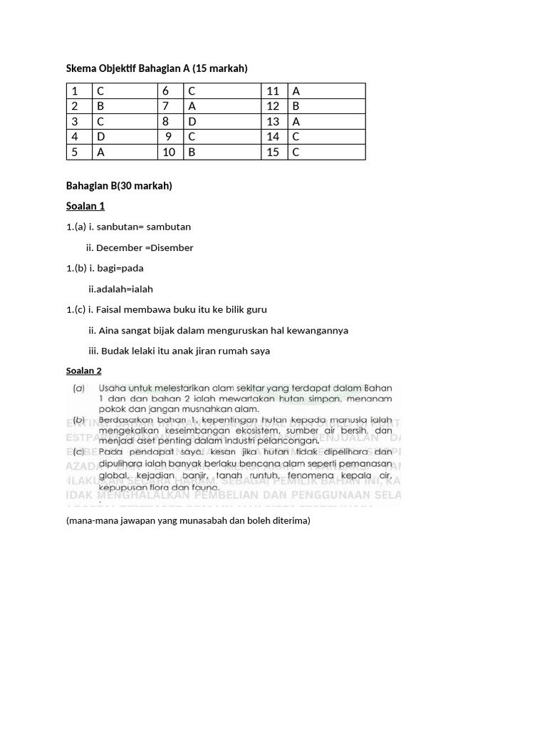 Skema Objektif Bahagian A | PDF