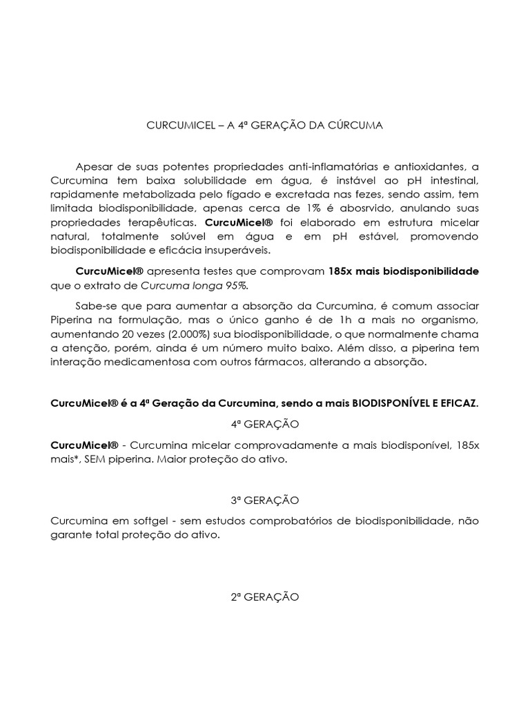 CURCUMICEL | PDF | Biodisponibilidade | Especialidades médicas