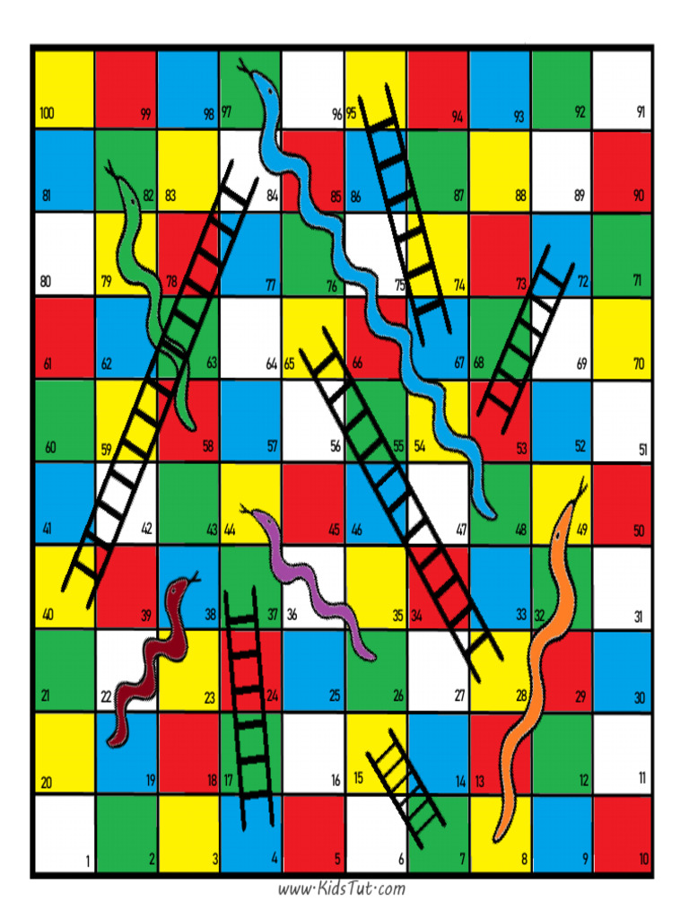 Free Printable Snake and Ladder Game Board Template | PDF | Board Games ...
