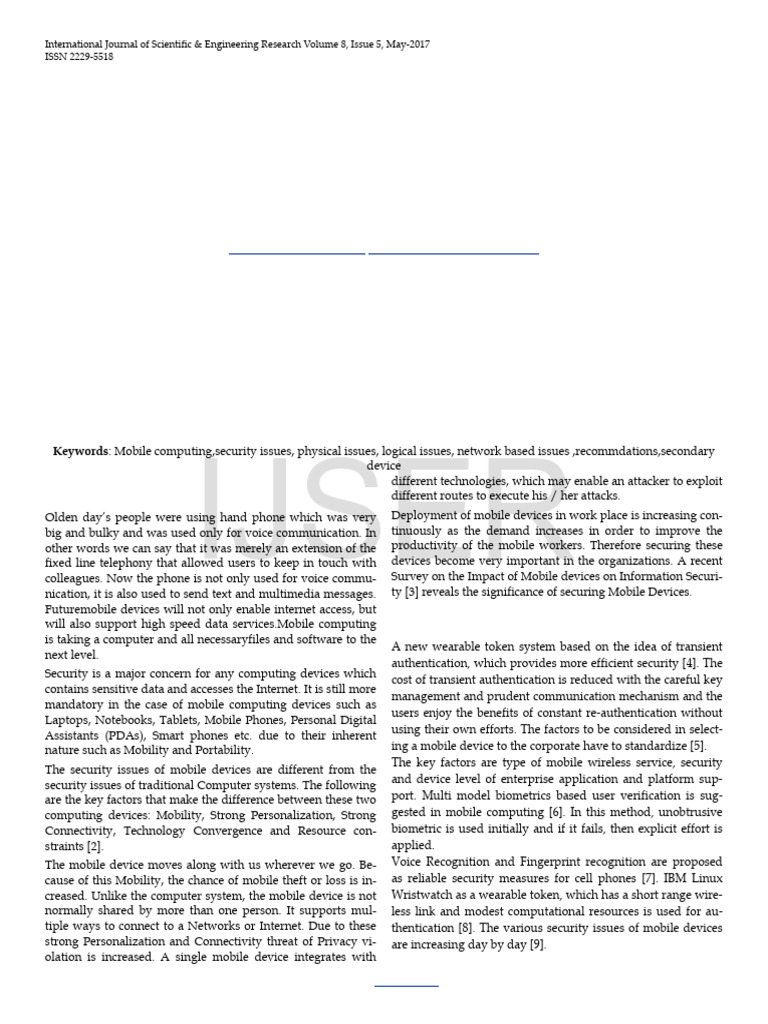 Mobile Computing Security Issues & Solutions | PDF | Computer Security | Security