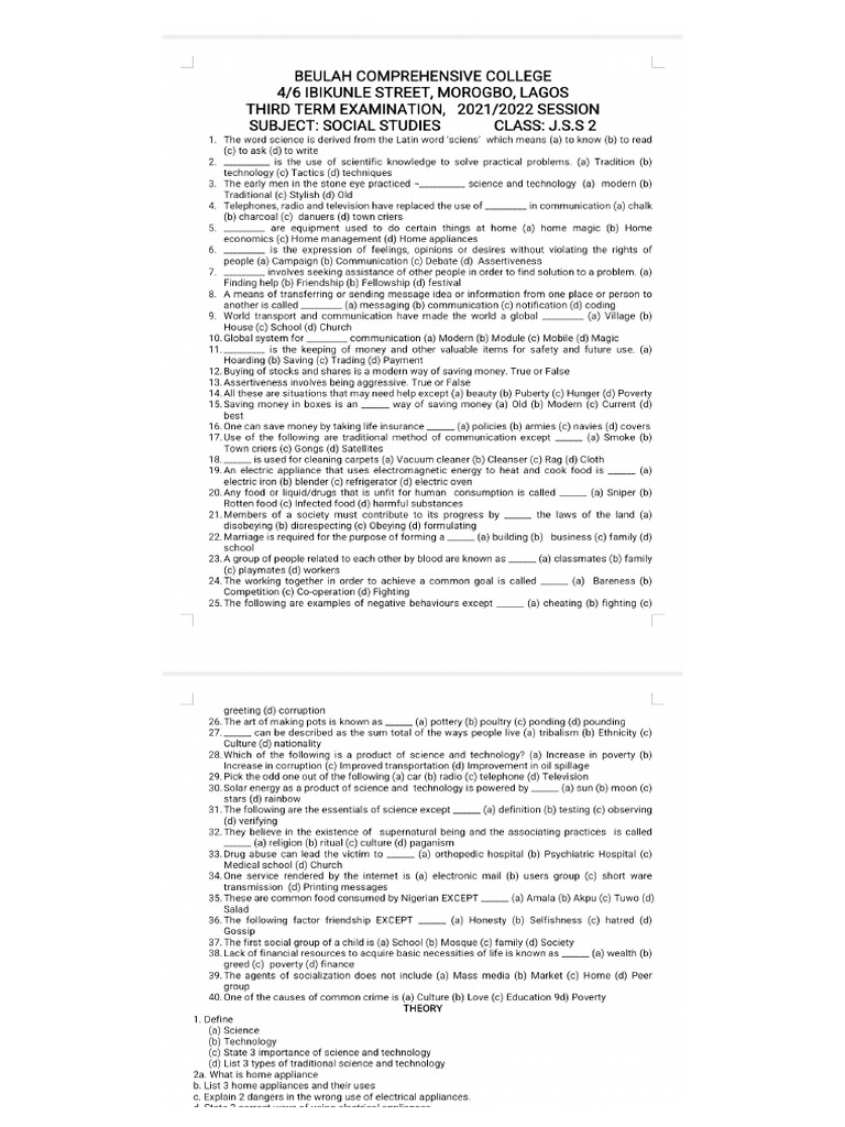 JSS2 Social Studies | PDF