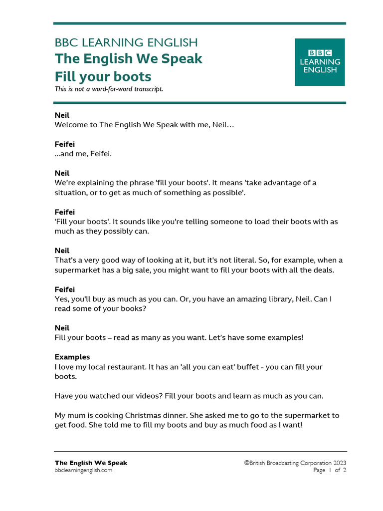 Tews Fill Your Boots | PDF