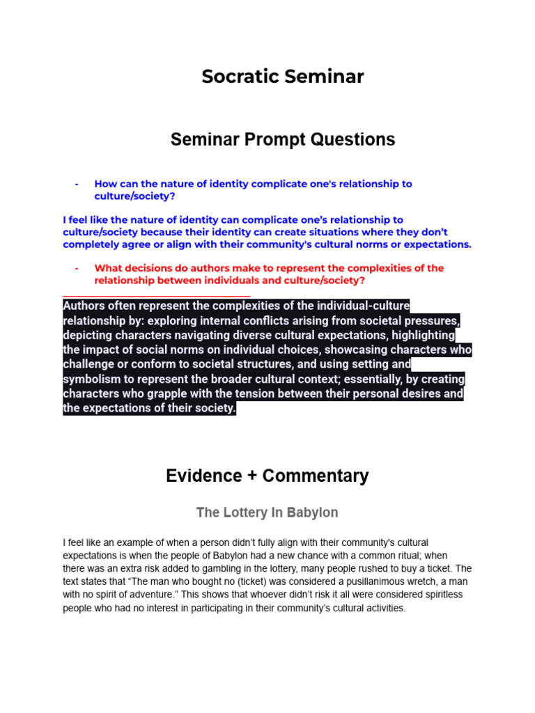Socratic Seminar | PDF | Society | Psychology