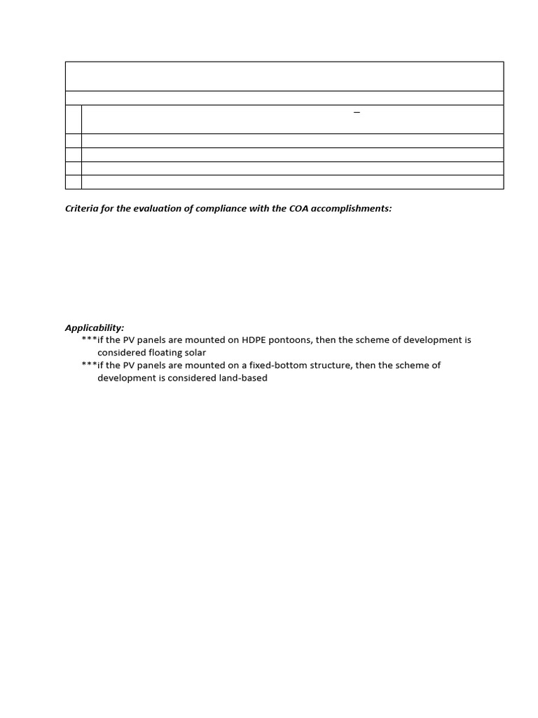 Solar Project COA Compliance Checklist | PDF