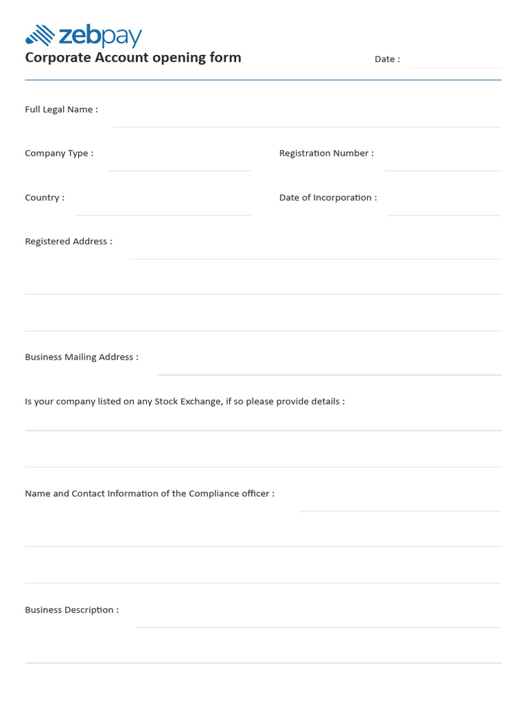 Corporate Account Opening Requirements | PDF