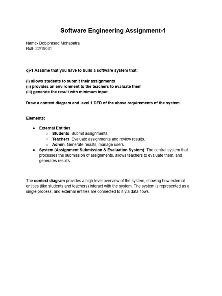 Software Engineering Assignment-1 | PDF | System | Databases