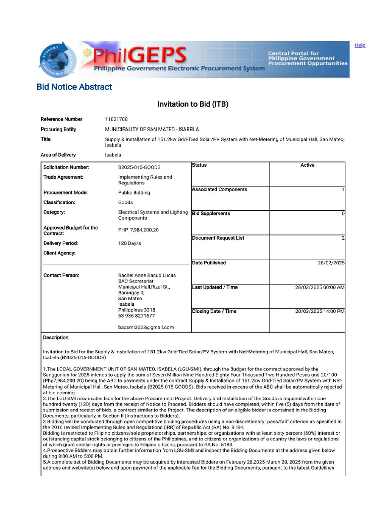 Printable Bid Notice Abstract | PDF