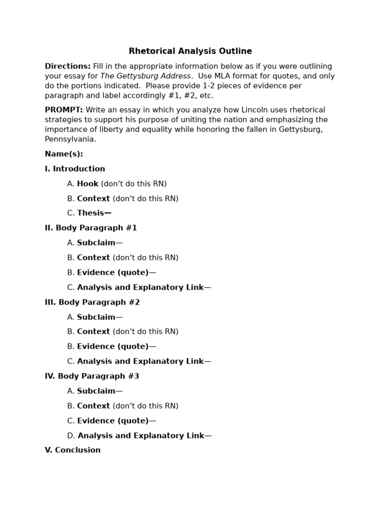 Rhetorical Analysis Outline | PDF