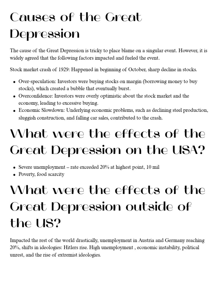 Causes of The Great Depression PDF | PDF | New Deal | Great Depression