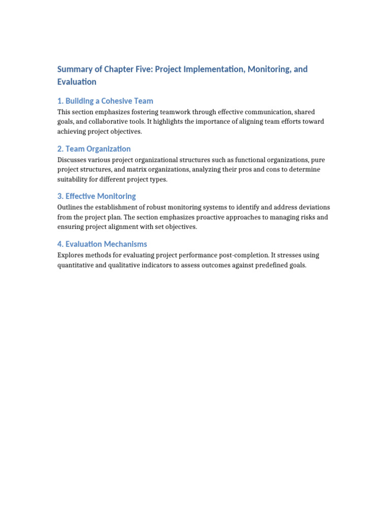 Chapter Five Summary | PDF