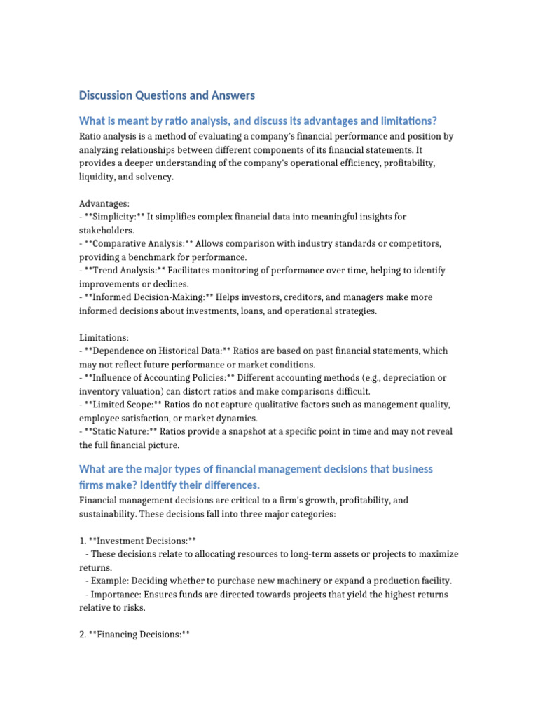 Expanded Discussion Questions and Answers | PDF | Dividend | Investing