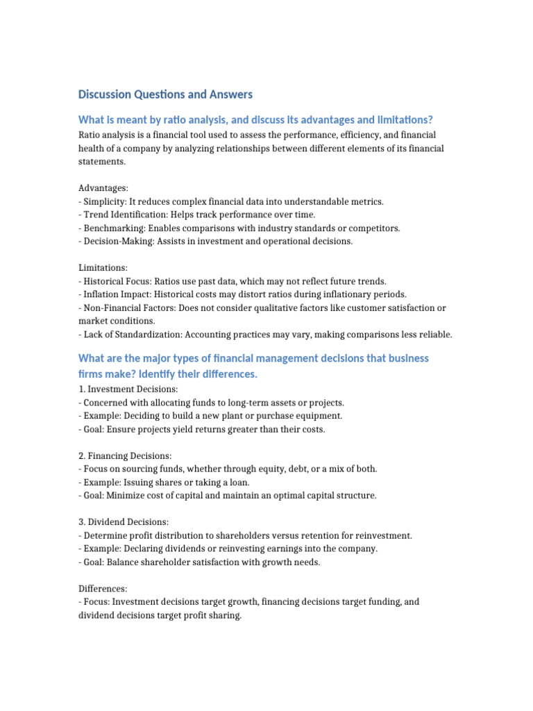 Discussion Questions and Answers | PDF | Investing | Debt