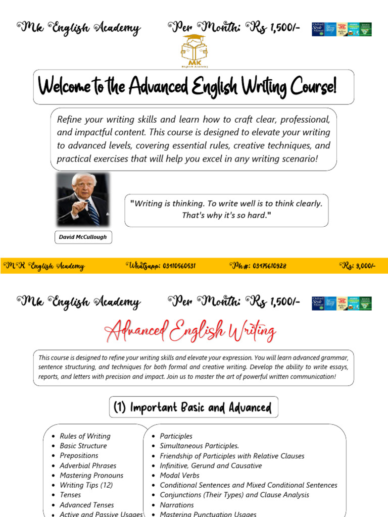 Advanced Writing English Course | PDF | English Language | Language ...