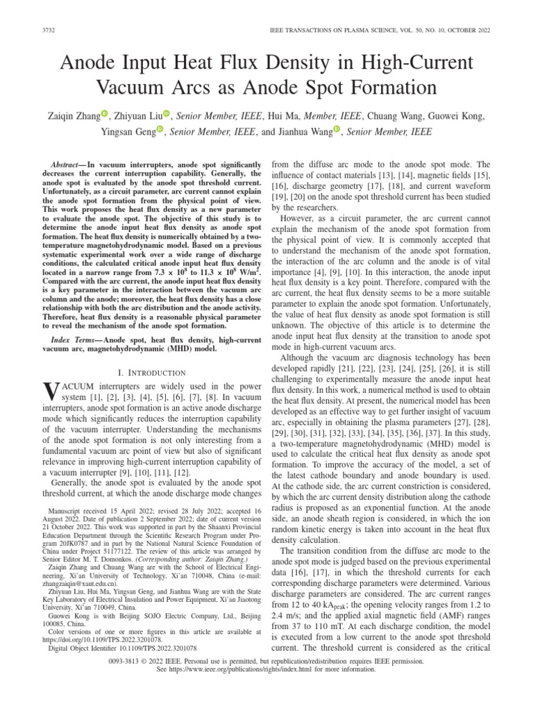 Anode Input Heat Flux Density in High-Current Vacuum Arcs As Anode Spot ...