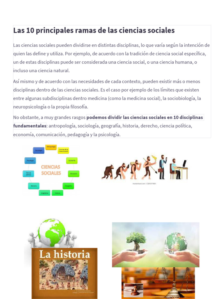 Las 10 principales ramas de las ciencias sociales | PDF ...